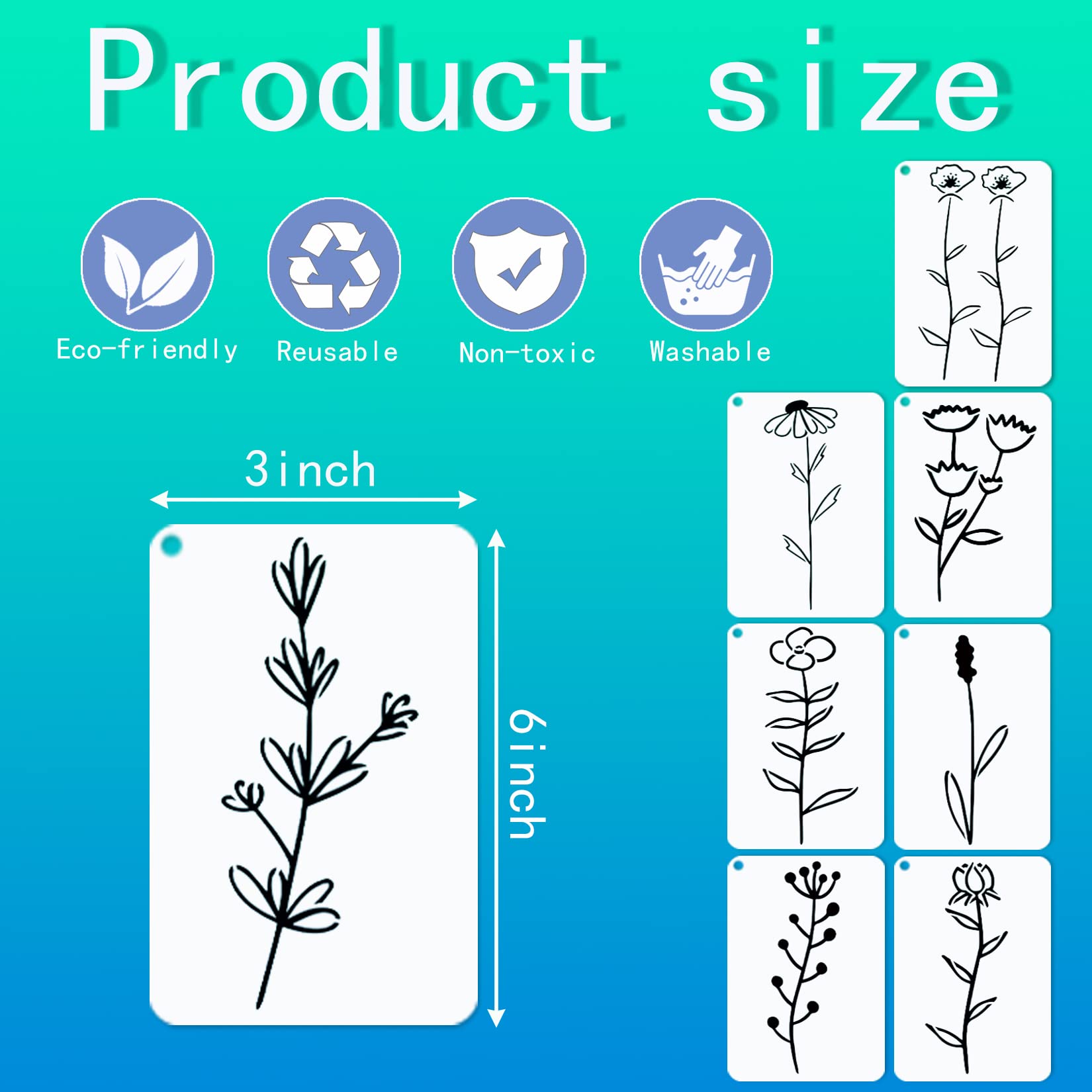 Snapklik.com : Botanical Flower Stencils For Crafts Small Wildflower ...