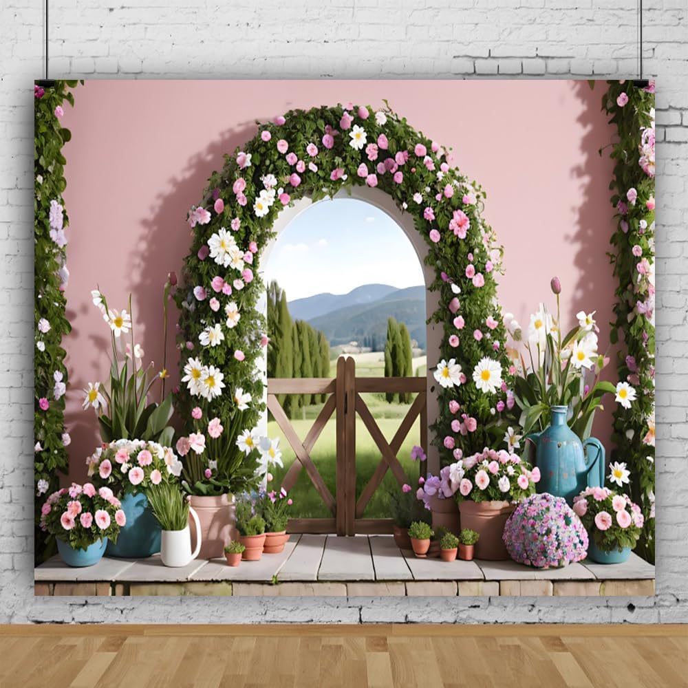 Amazon.com : 10x8ft Spring Flower Arch Door Backdrop for Photography ...