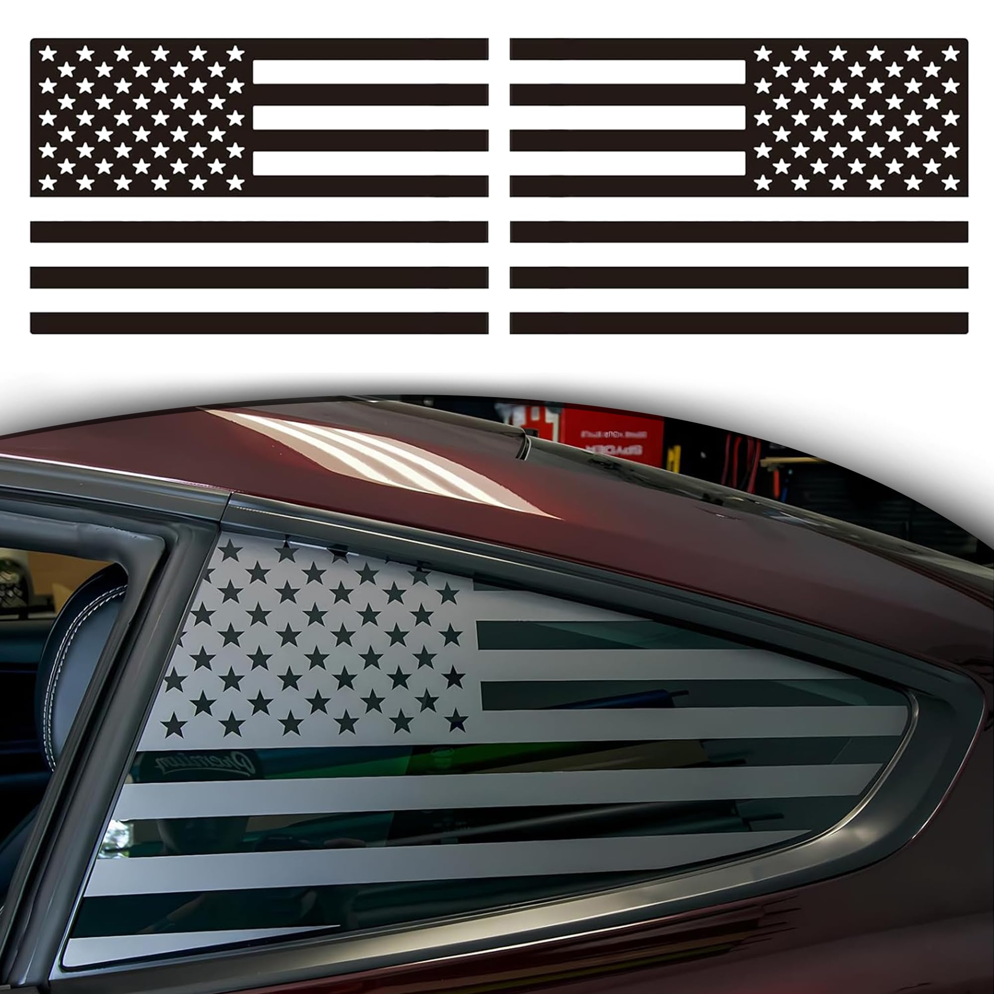 Amazon.com - OUESAAS Rear Quarter Window American Flag Decal for Car ...