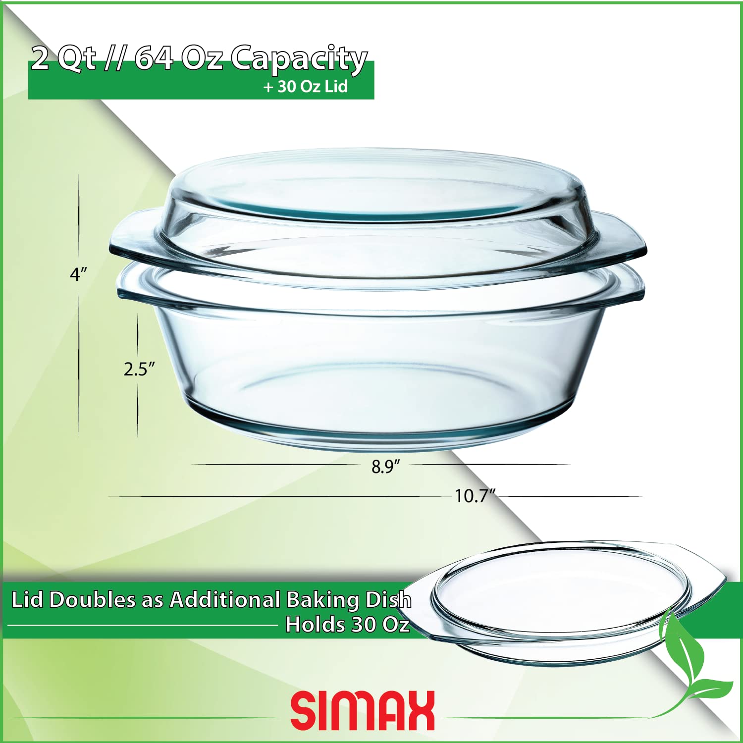 Buy Simax Round Glass Casserole Dish: Clear Glass Round Casserole Dish ...