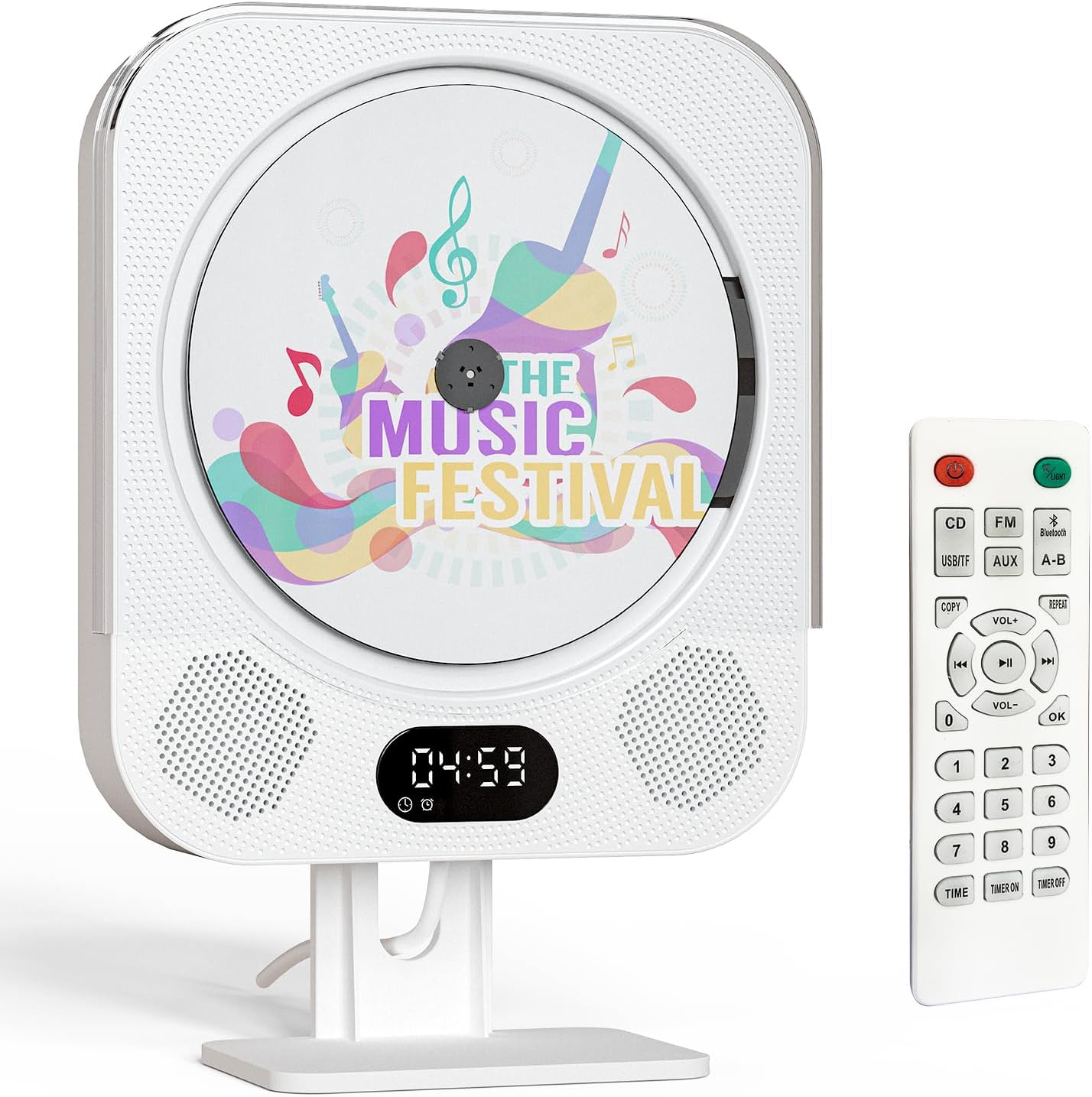 Amazon.co.jp: Renebo しろの卓上CDプレーヤー 可愛い多機能CDプレーヤー 小型有線で壁掛け可能 FMラジオ搭載ブルー ...