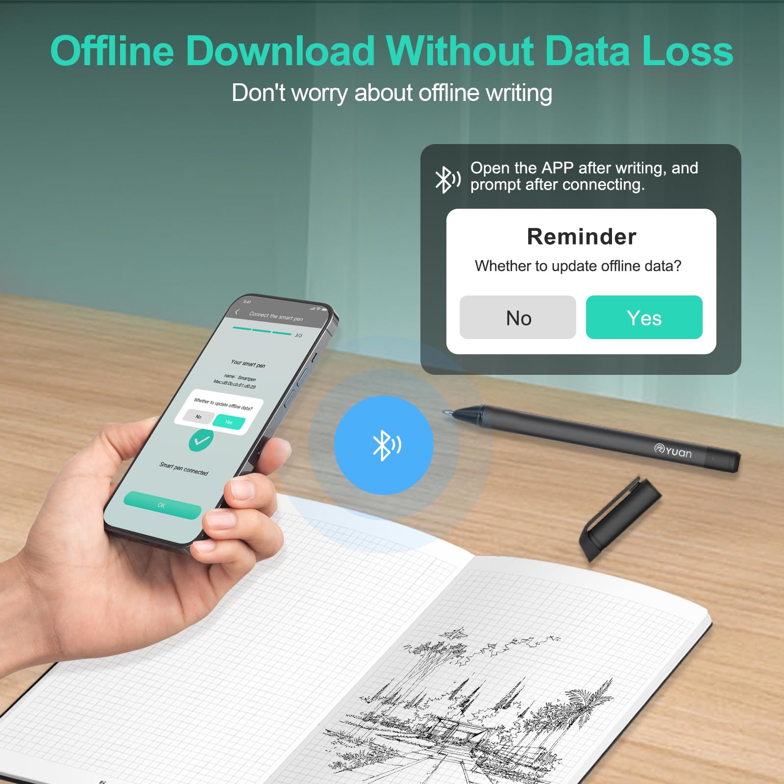 Offline Storage Smart Pen Smart Pen & Notebook Set - Digitizes ...