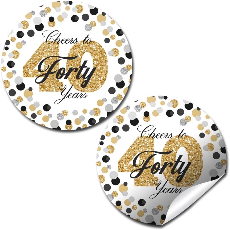 Amazon.com: Confetti Rose Gold Polka Dot 40th Birthday Party Sticker ...