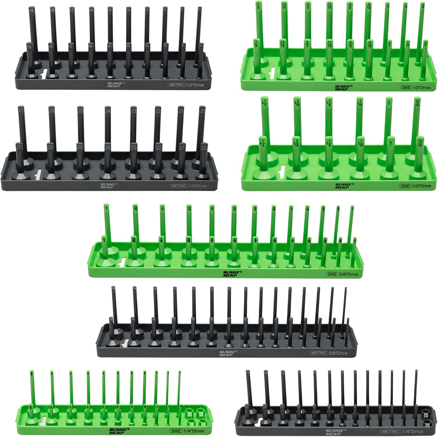Amazon.com: SUNHZMCKP 8 PCS Socket Organizer Tool Tray Set, Green SAE ...