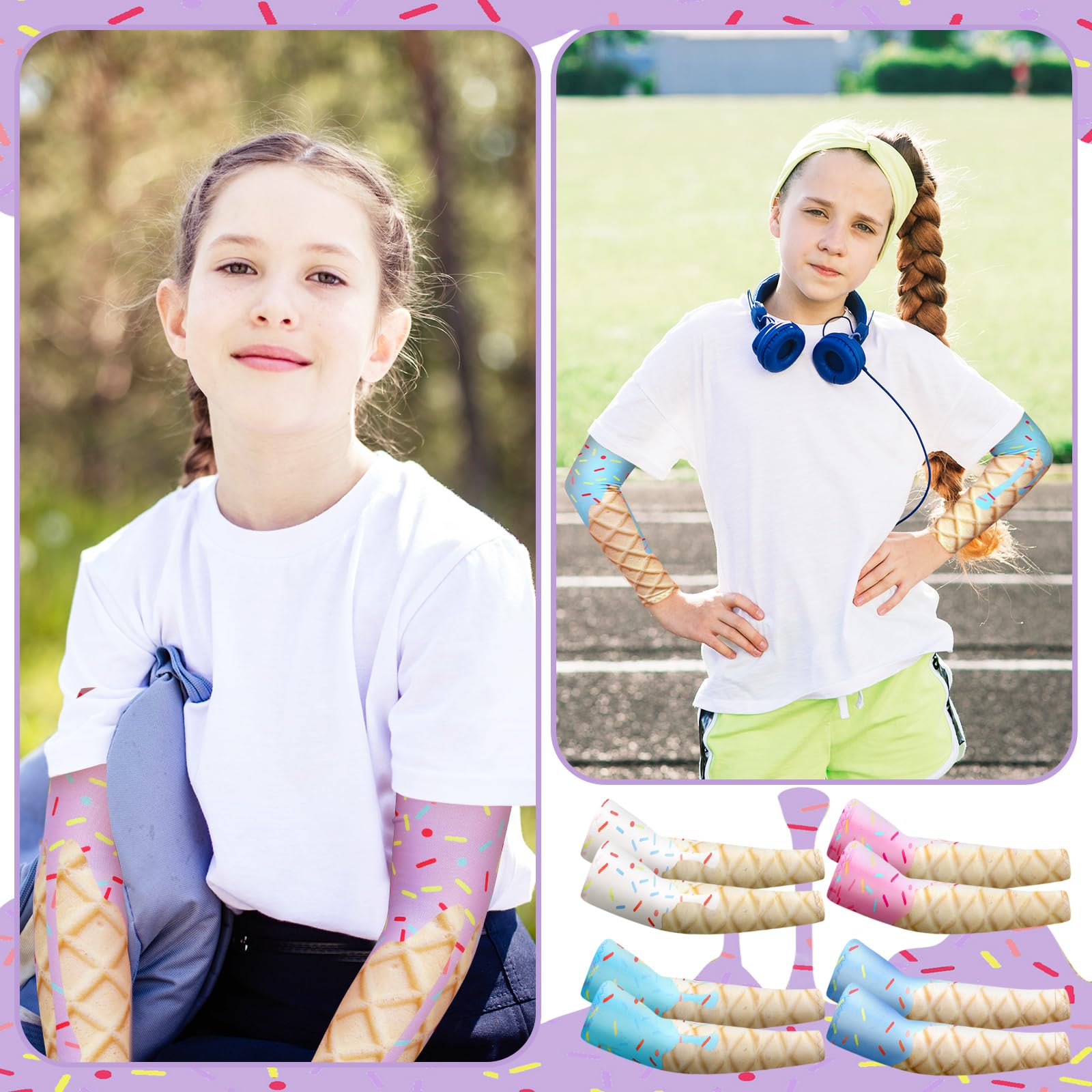 Snapklik.com : Xuhal 10 Pairs Ice Cream Arm Sleeves For Kids ...