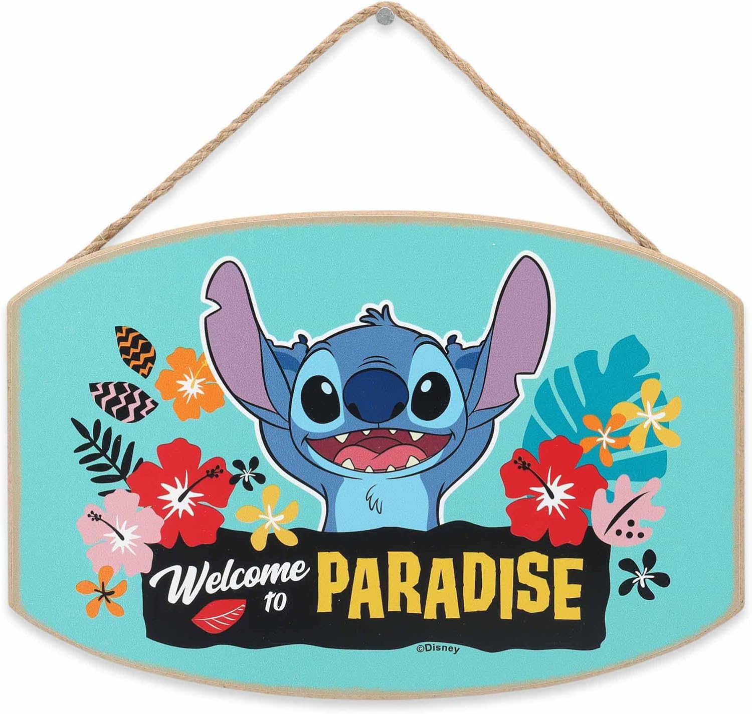 Amazon.com: Disney Lilo and Stitch Welcome to Paradise Hanging Wood ...
