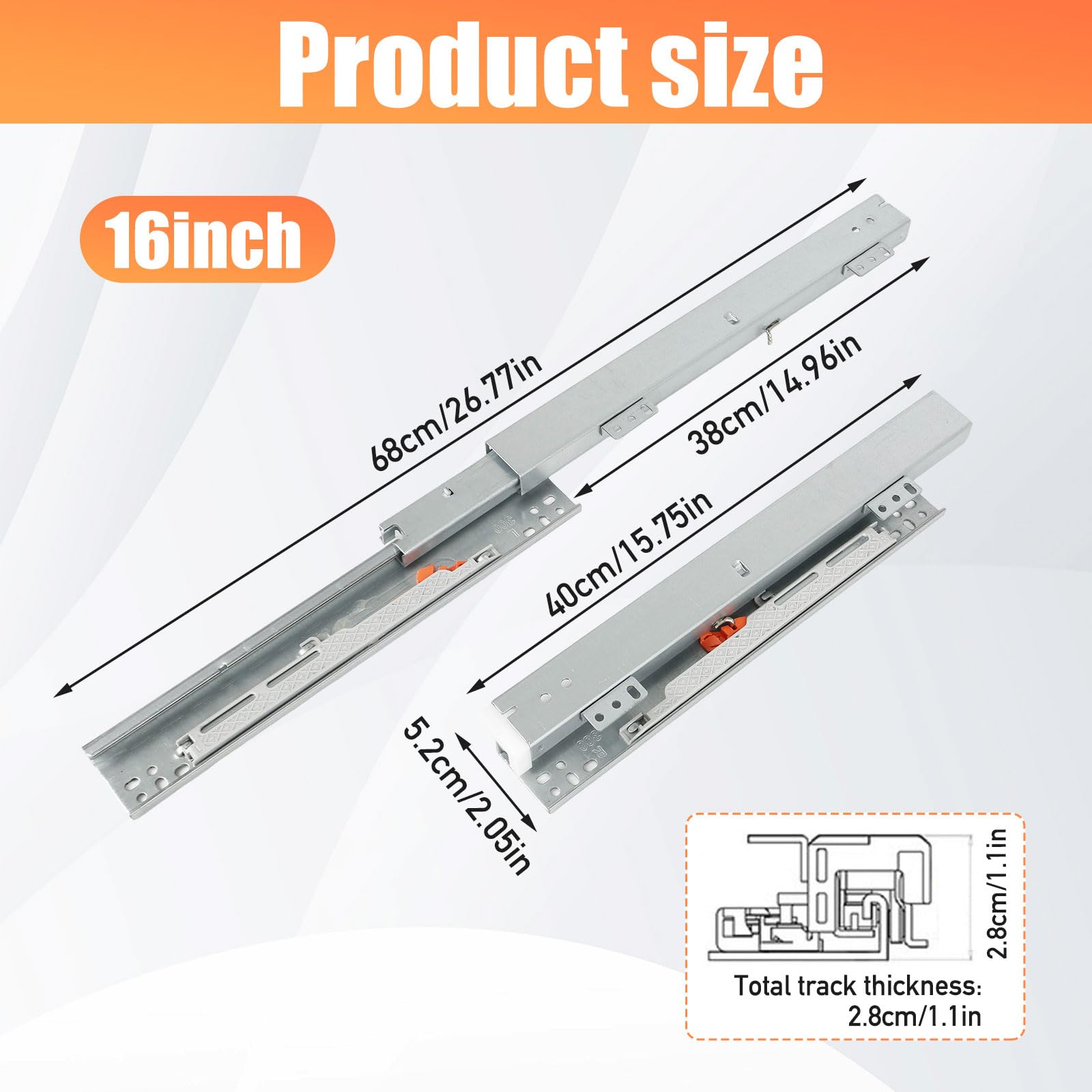 Snapklik.com : Undermount Drawer Slide Bottom Mount Pull Out Shelf Slides Full Extension Soft ...