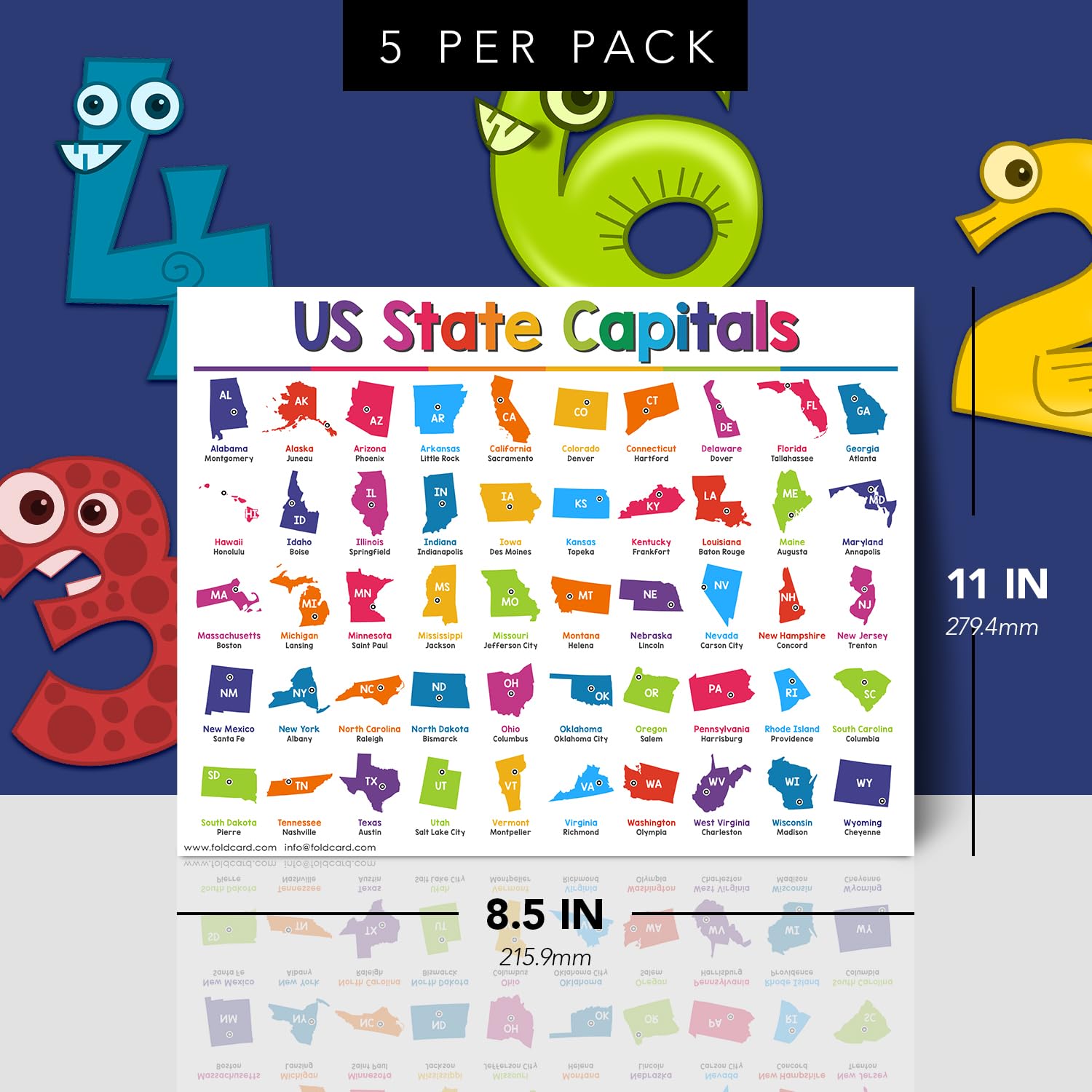 Snapklik.com : USA State Capitals Educational Posters Classroom And ...