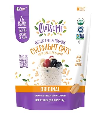 Amazon.com : Organic Overnight Oats with Chia, Flax, & Hemp, Gluten ...
