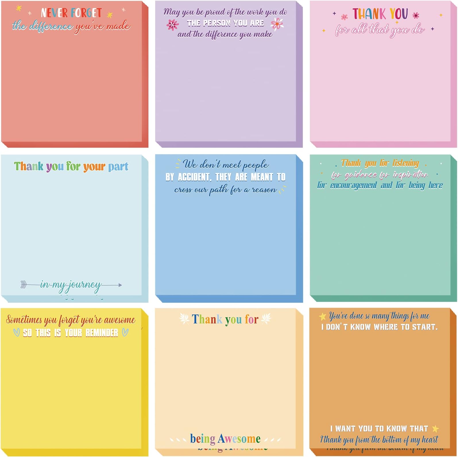 Amazon.com : Yinder 18 Pcs Thank You Adhesive Notes 50 Sheets Each ...