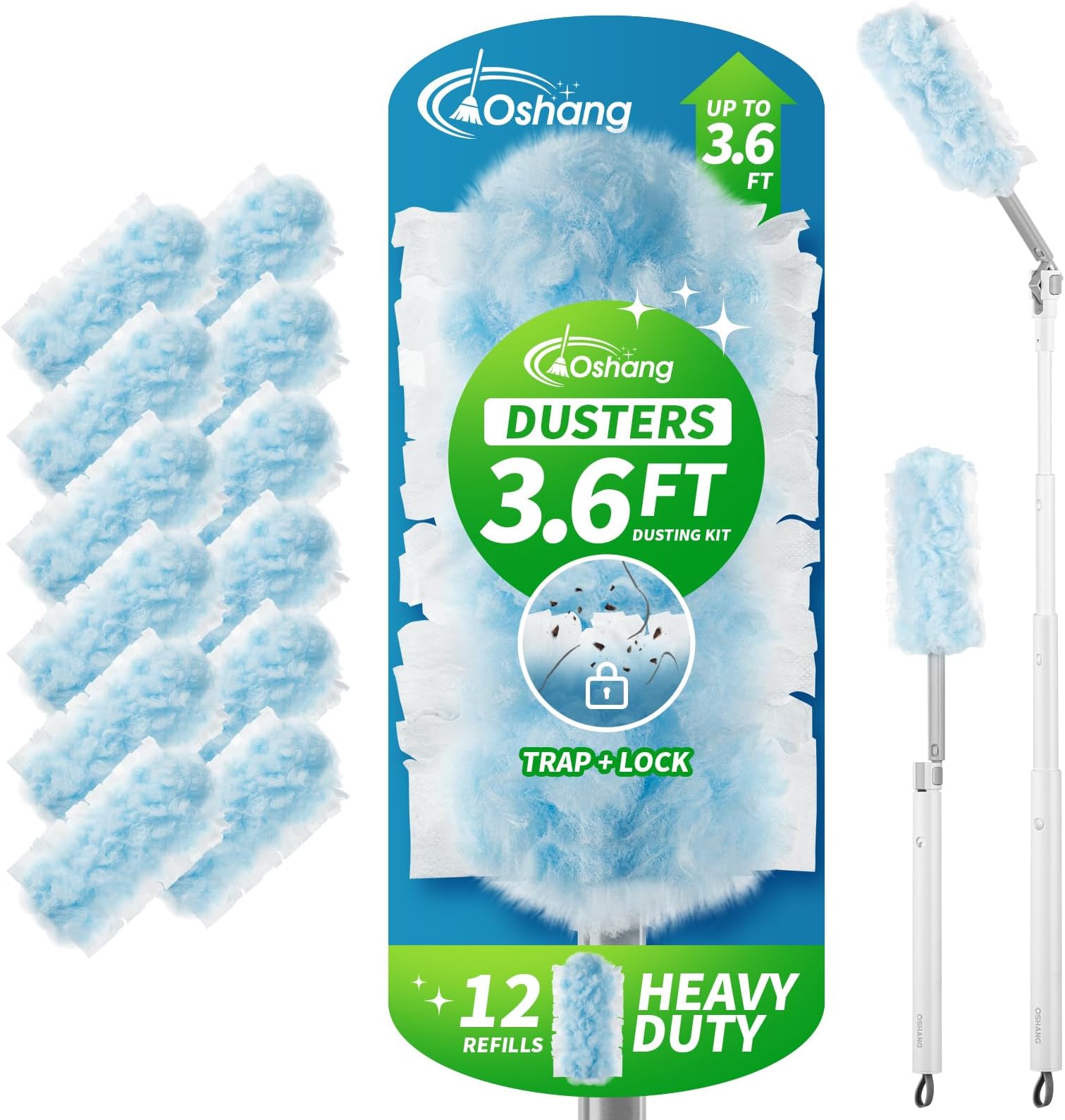 Amazon.com: oshang Duster Heavy Duty 3.6 ft Extended Handle Dusting Kit ...