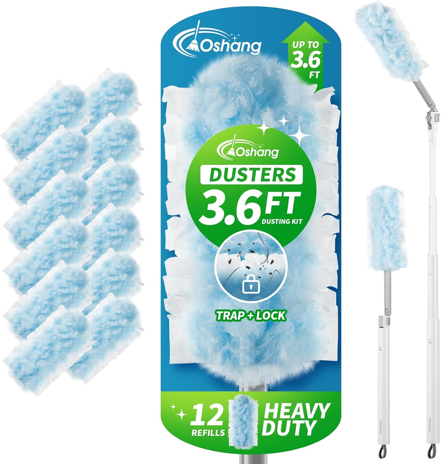 Amazon.com: oshang Duster Heavy Duty 3.6 ft Extended Handle Dusting Kit ...