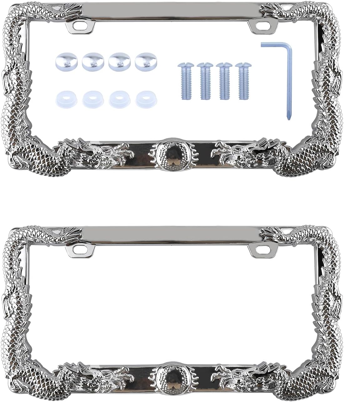 Amazon.com: Gazoz Performance 3D Chrome Dragon License Plate Frame ...