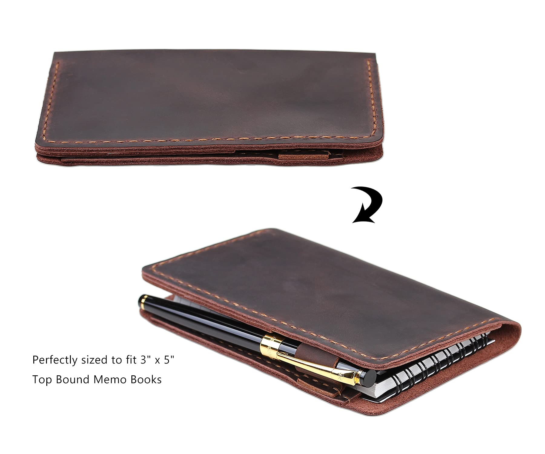 Snapklik.com : Top Bound 3"x5" Memo Notebook Covers, Genuine Leather ...