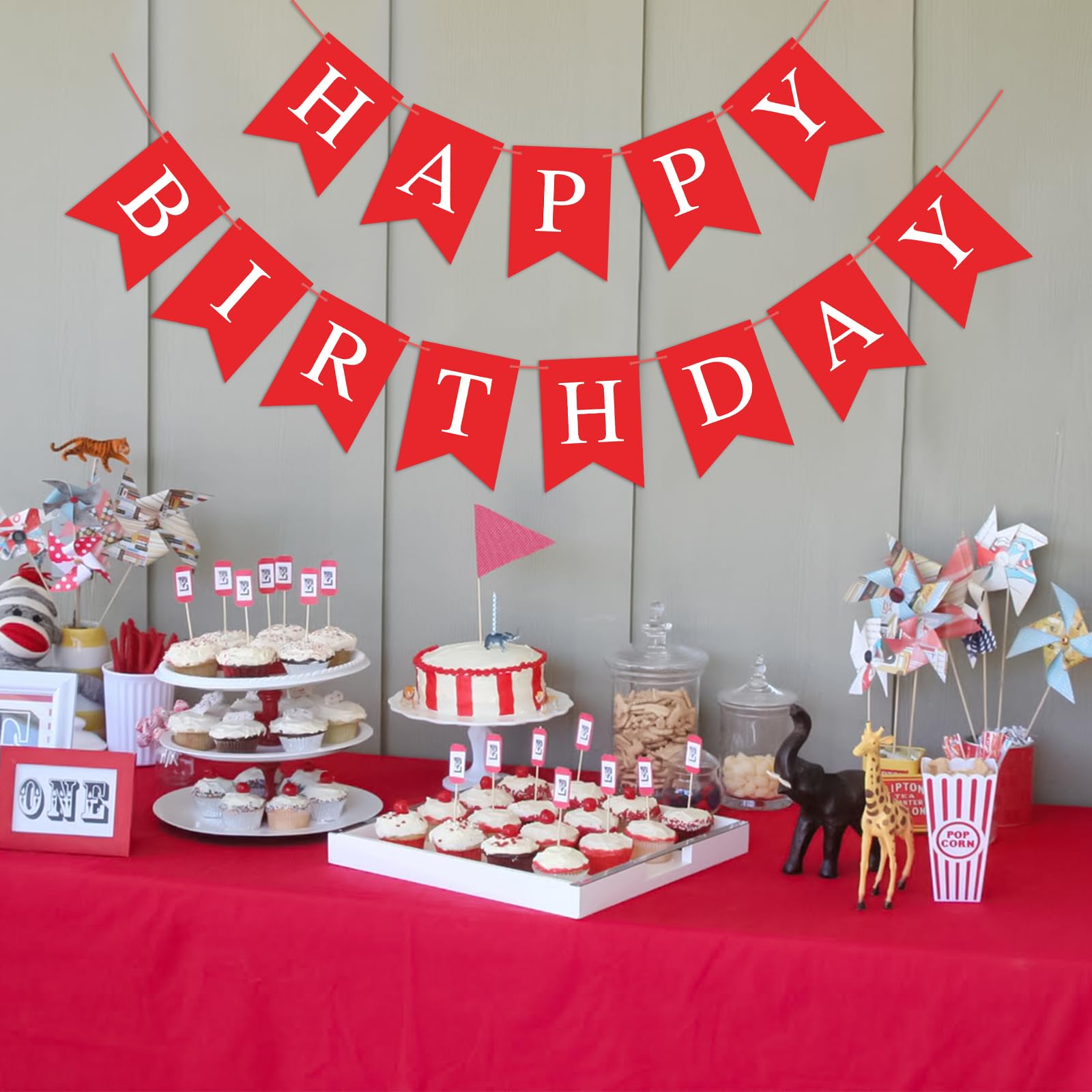 Snapklik.com : Red Happy Birthday Banner Sign Happy Birthday Bunting ...