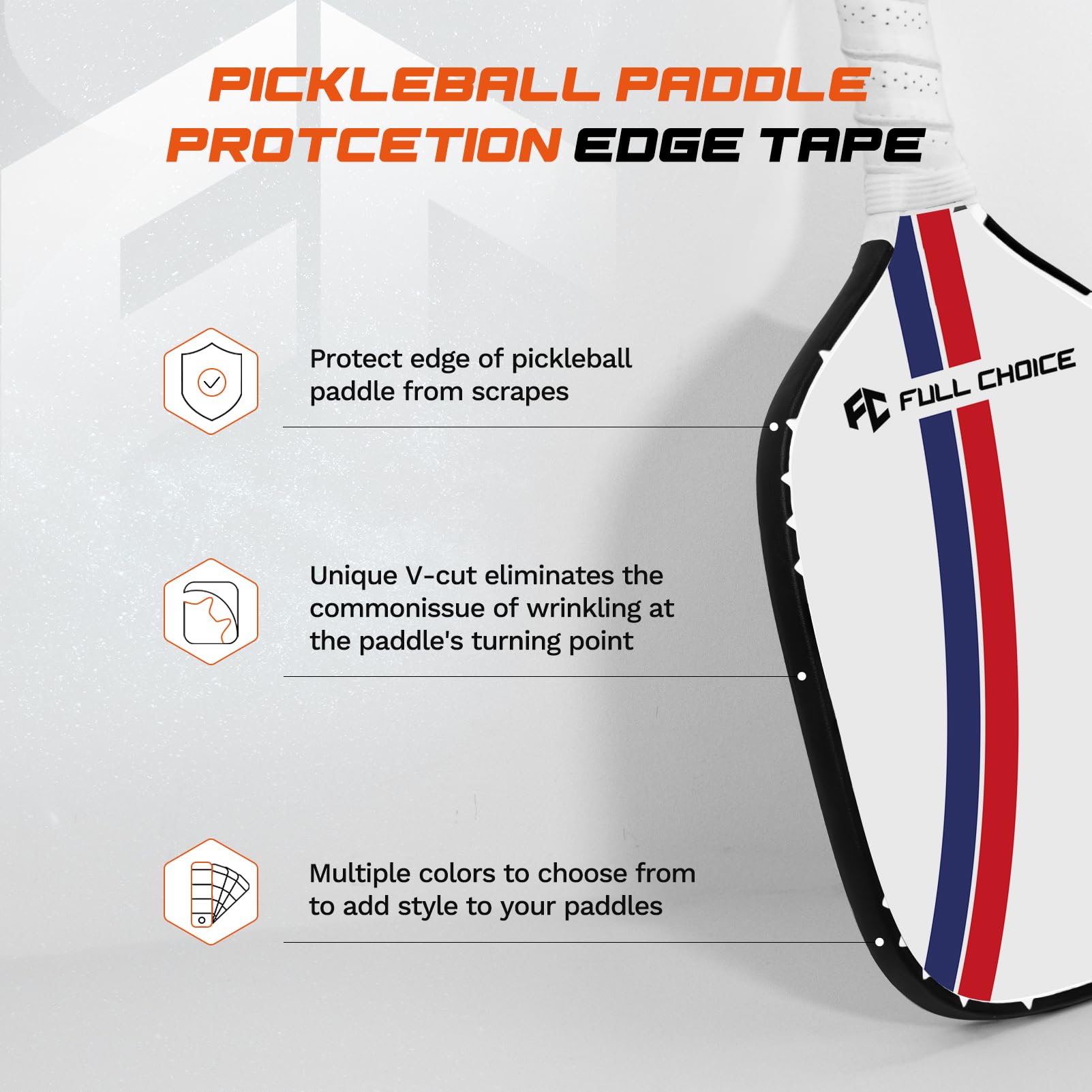 Snapklik.com : Full Choice 3 Pack Pickleball Paddle Edge Guard Tape