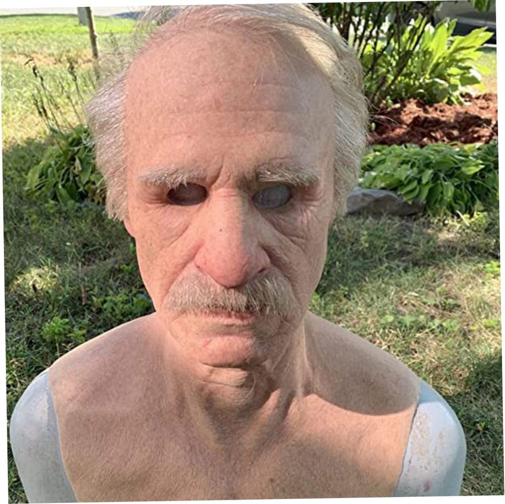 Old Man Mask, Realistic Latex Old Man Mask with White Hair, Wrinkle ...