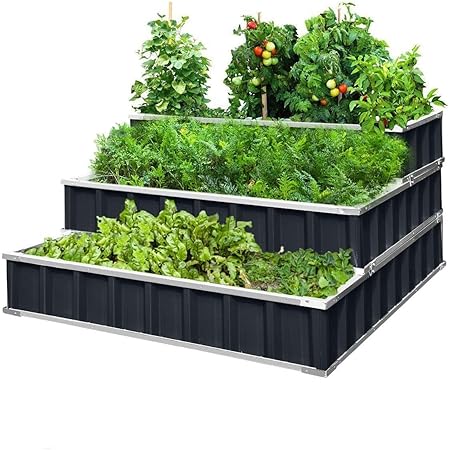Amazon.com: CASTLECREEK Galvanized Stair Planter Box Elevated Raised ...