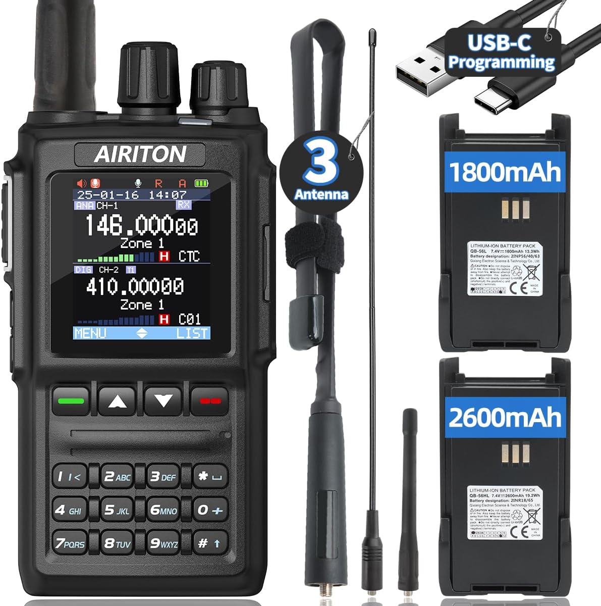 Amazon.com: Airiton DM-168 DMR Radio DMR & Analog Handheld Ham Radio ...