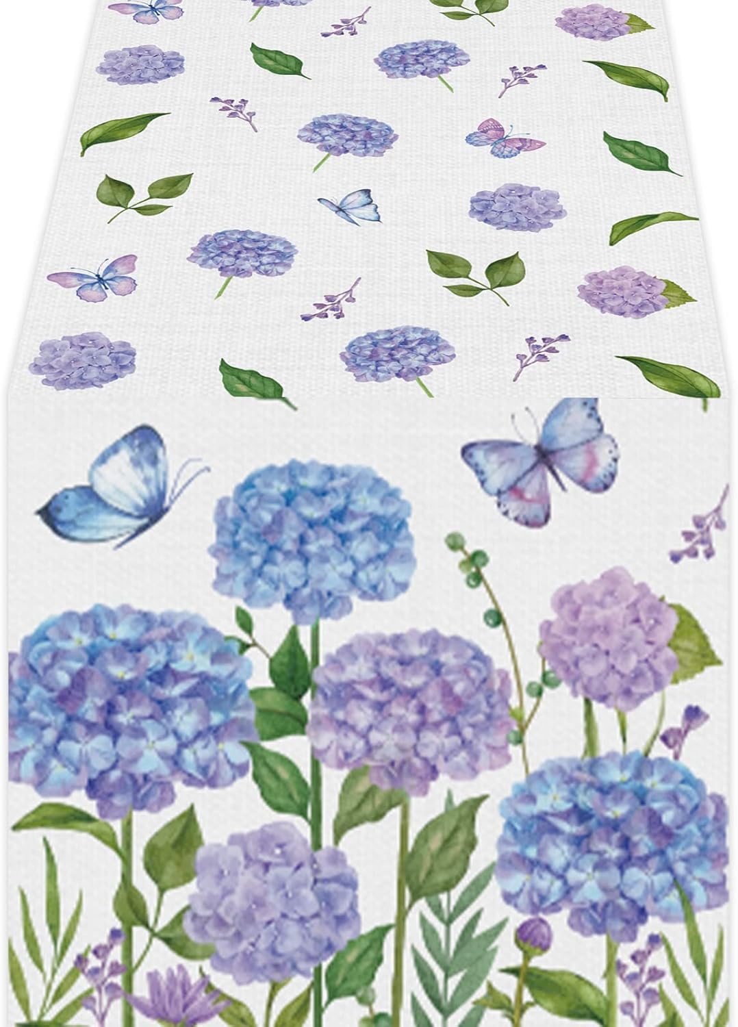 Amazon.com: Spring Hydrangea Watercolor Table Runner Decoration Linen Spring Flowers Seasonal ...