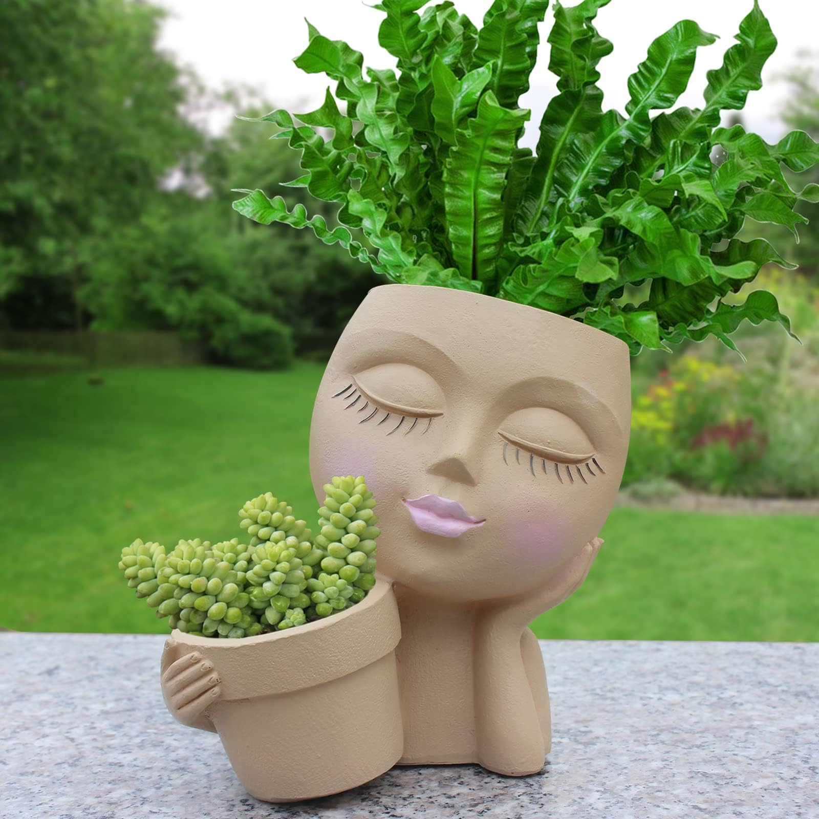 WEWEOW - Macetero para plantas de interior y exterior, maceta de resina ...