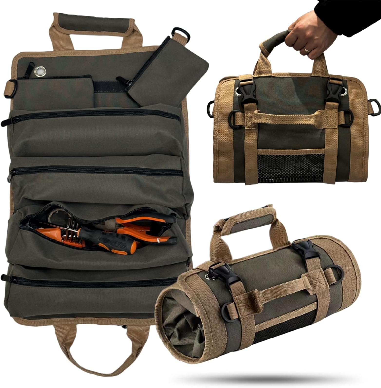 MFBJXC Tool Roll Bag Heavy Duty Roll Up Tool Bag Organizer Tool Roll ...