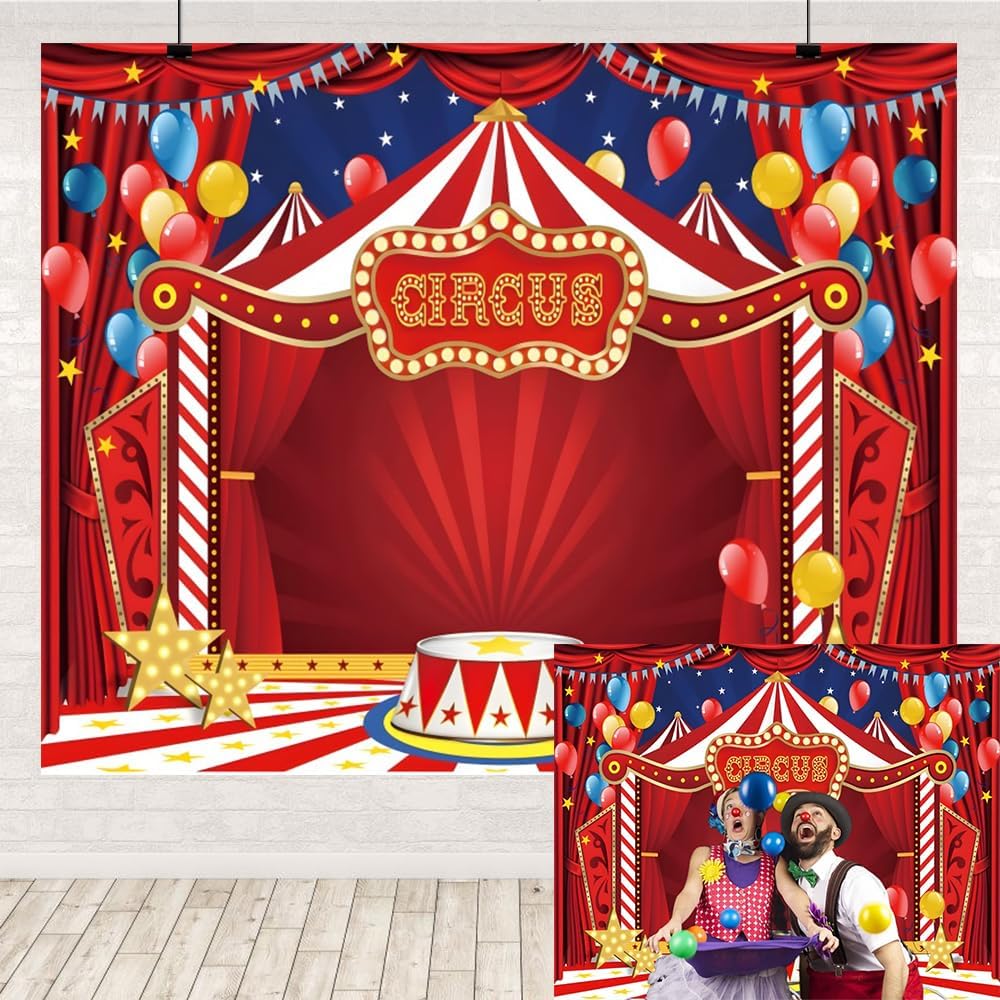 Amazon.com : Circus Backdrop Red Curtain Carnival Theme Photography ...