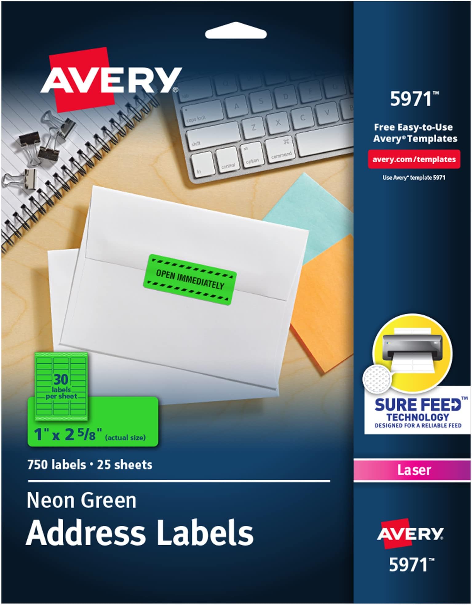 Amazon.com : Avery Printable Address Labels with Sure Feed, 1" x 2-5/8 ...