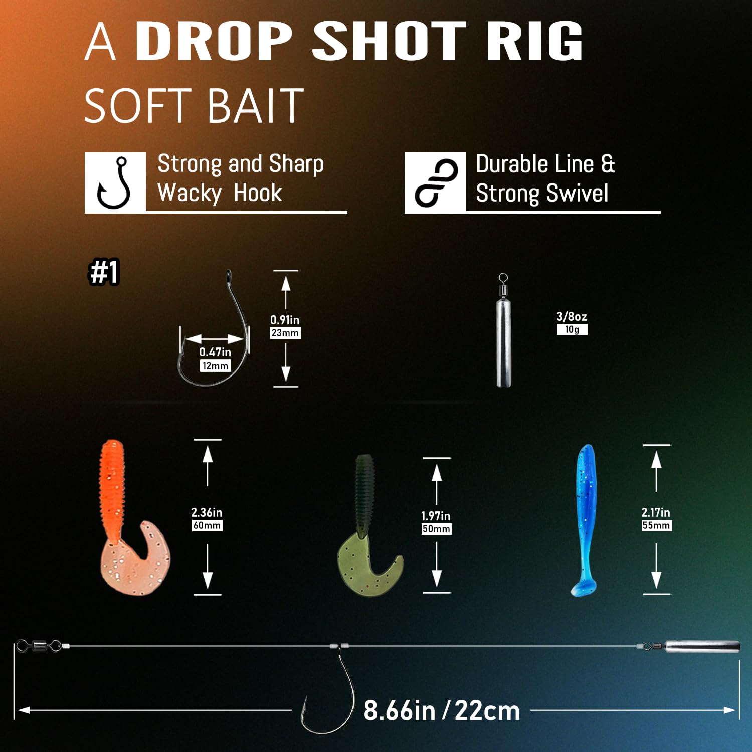 Snapklik.com : Drop Shot Rig Kit, 10 PCS Bass Fishing Rigs For Bass ...
