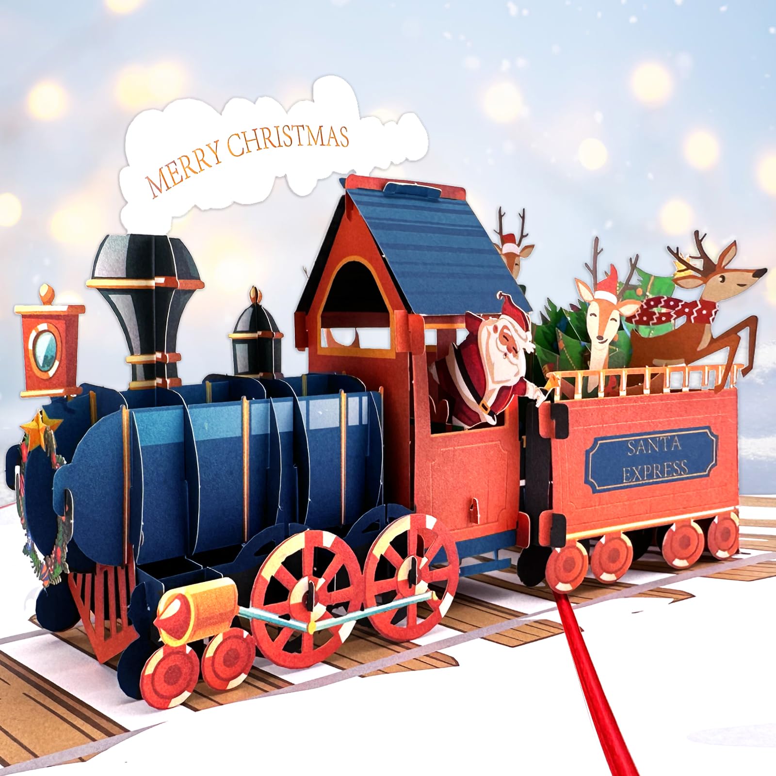 Hierein Pop Up Christmas Cards, Holiday Red Train Christmas Cards 2024 ...