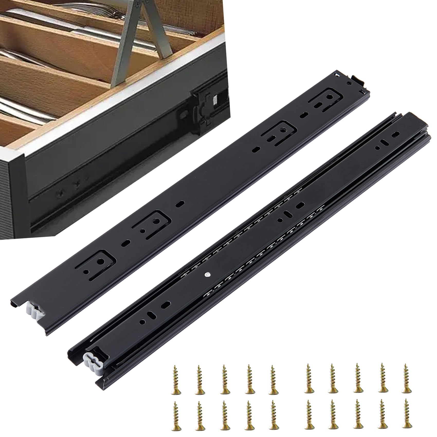 KINGO HOME 10 Pairs 20 inch Heavy Duty Black Full Extension Drawer ...