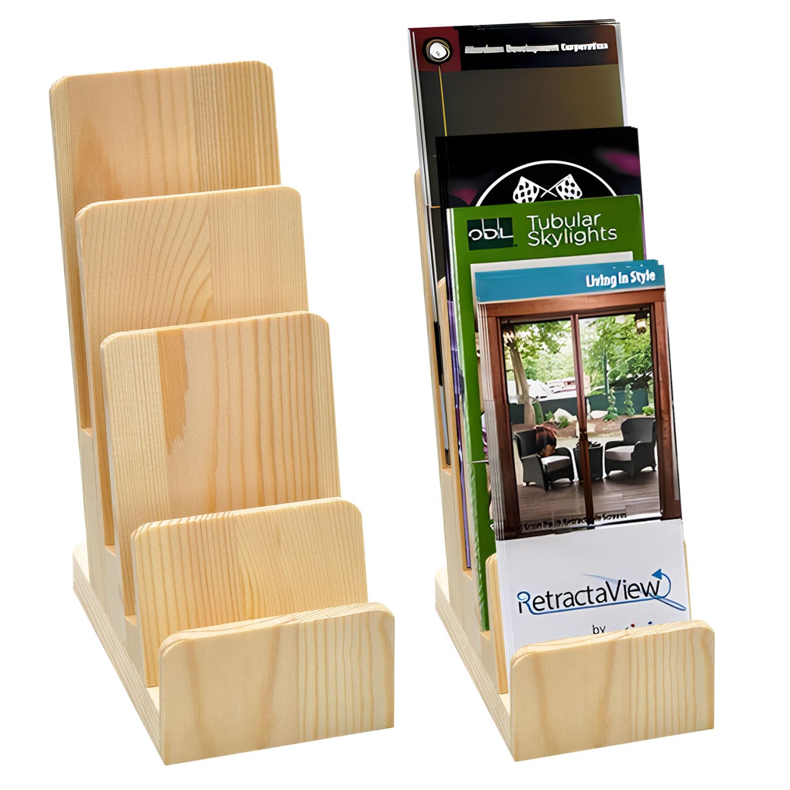 Amazon.com: Monciysn 2 Pack 4 Tier Wood Brochure Display Stand, Flyer ...