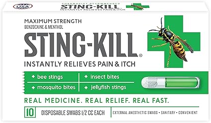 Amazon.com: Sting-kill First Aid Anesthetic Swabs, Instant Pain + Itch ...