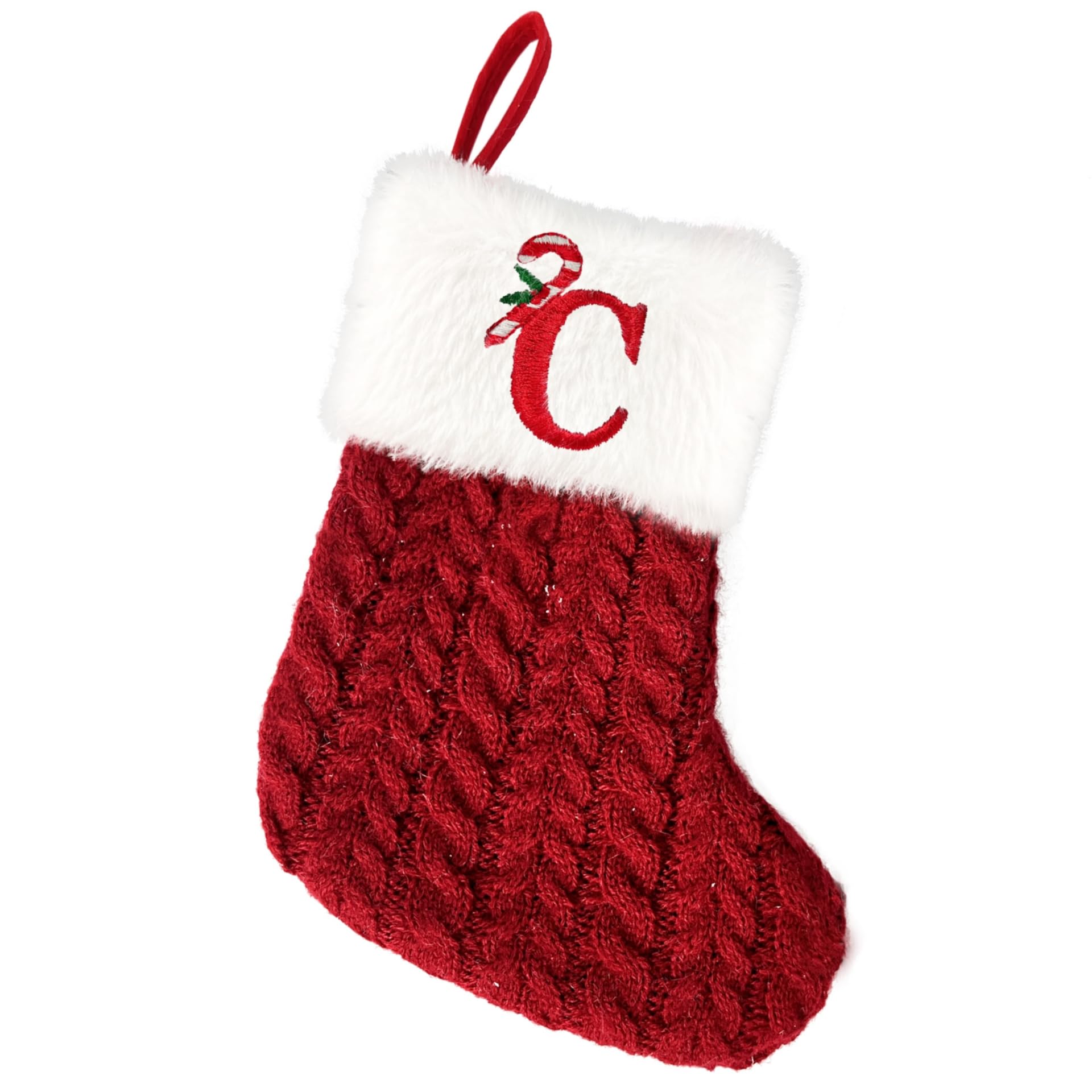 Amazon.com: MOJDIOSM Red Christmas Stockings with Initial, 8 Inches ...