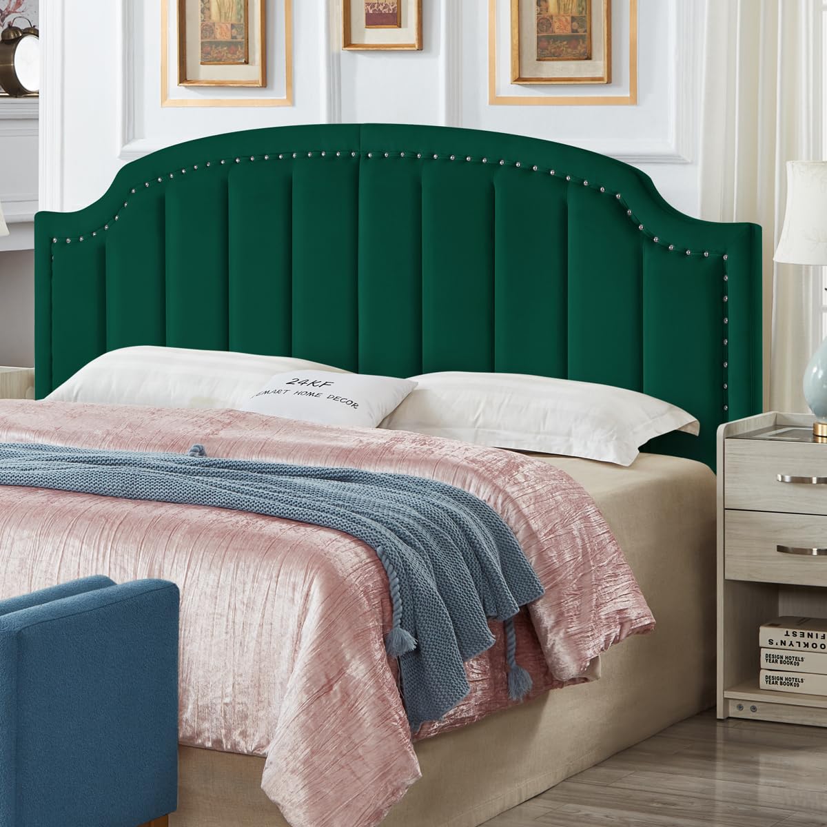 Amazon.com - 24KF Modern Velvet Fabric Upholstered King/Cal King ...