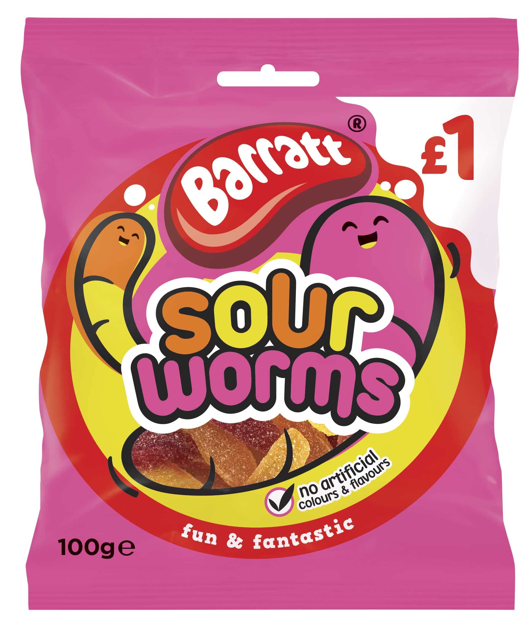 Barratts Sweets 12 Bags (Barratt Fantastics Sour Worms 12 x 100g ...