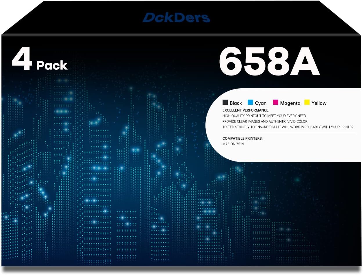 Amazon.com: 658A Black Cyan Yellow Magent Toner Cartridge | Replacement ...