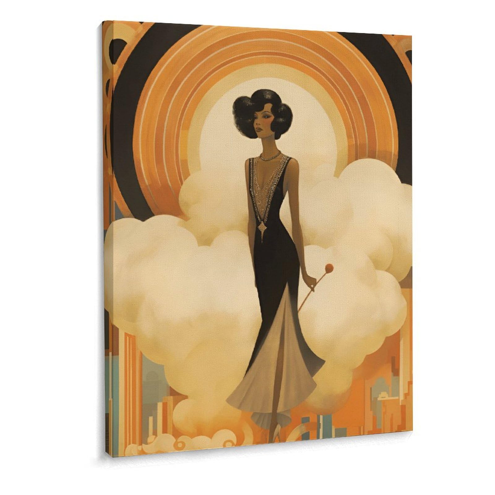 1920s Jazz Posters Flapper Sits On Throne Holding Scepter Surrounded