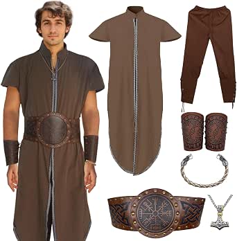 Amazon.com: MDJWIANJ Renaissance Warrior Robe Costume Set, Cosplay LARP ...