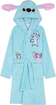 Disney Stitch Girls Teenagers Fleece Dressing Gown with Hood & Pockets ...