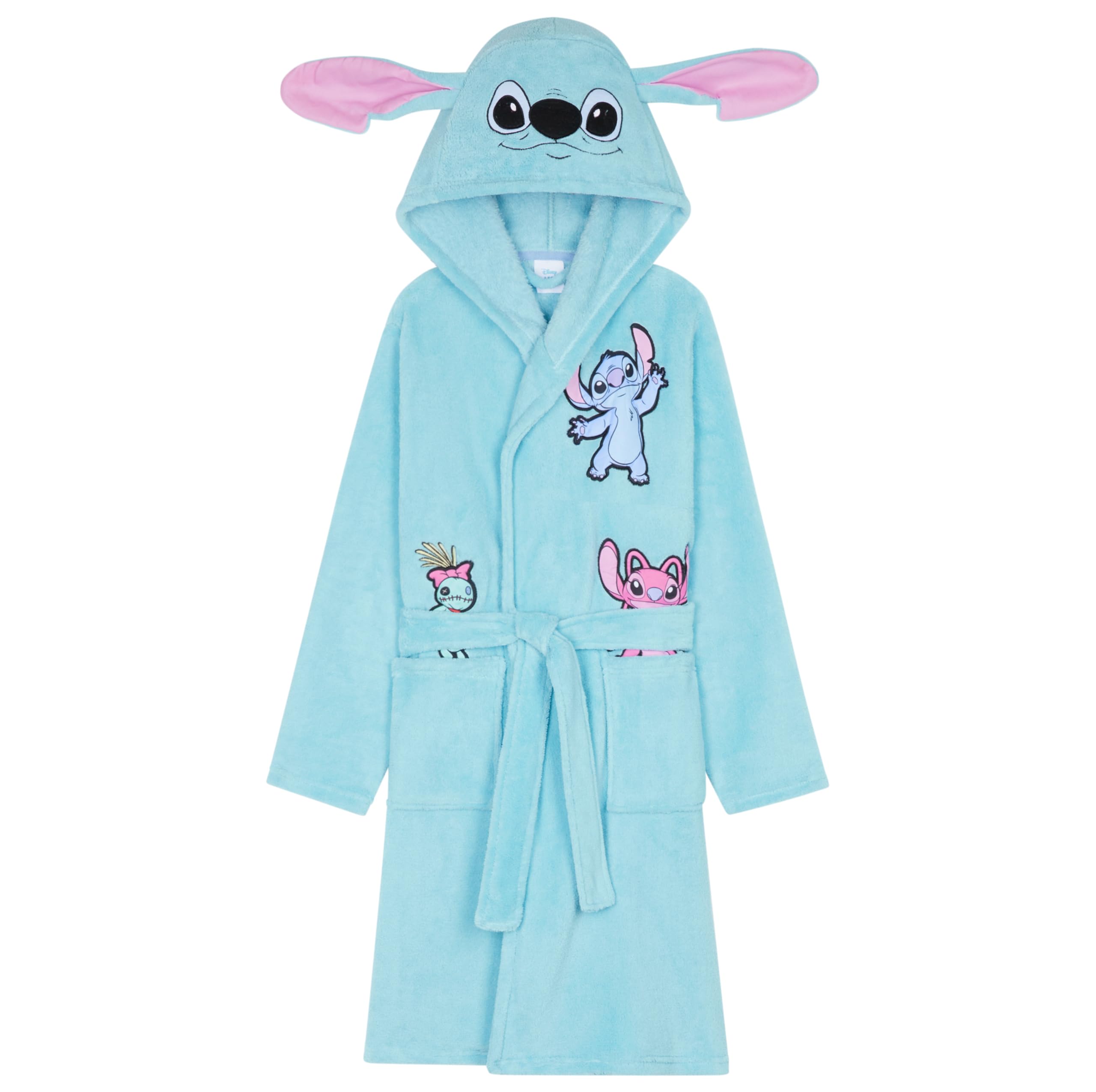 Disney Stitch Girls Teenagers Fleece Dressing Gown with Hood & Pockets ...