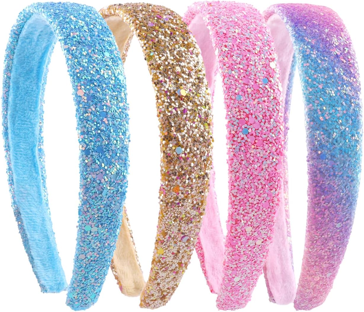 Amazon.com : Topbuti 4 Pack Glitter Headbands for Girls, Sparkly ...