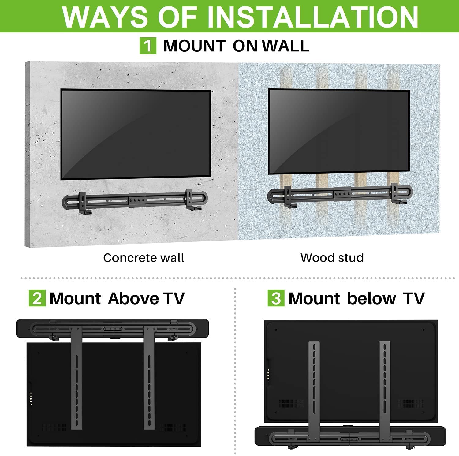 USX MOUNT Universal Soundbar Mount Sound Bar Mounting Bracket to TV ...