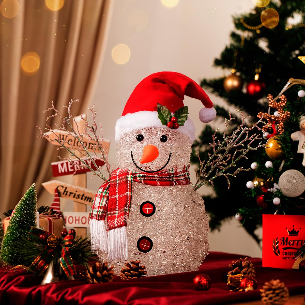 Amazon.com : Color Changing LED Snowman, 13.4 Inch Pre-Lit Light Up ...