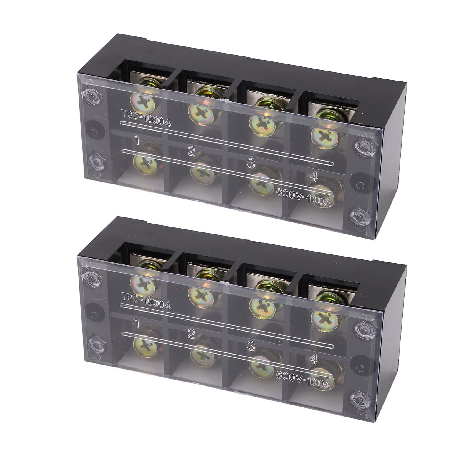 2 Pcs Terminal Strip Block 100A 600V Large Current Easy Wiring Ground ...