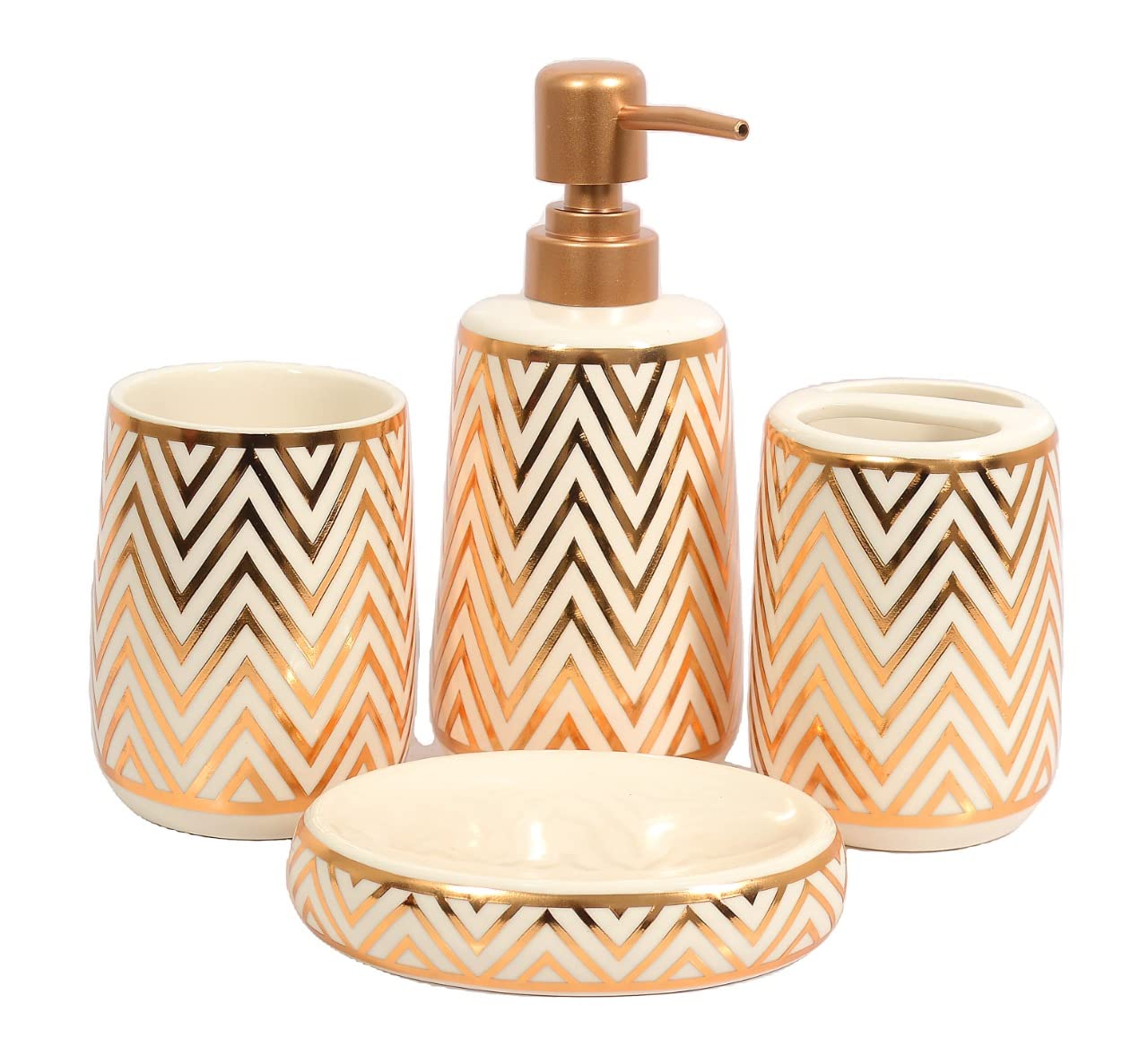 Skywalk Ceramic Bathroom Set of 4 Pcs - Soap Dispenser, Soap Dish ...