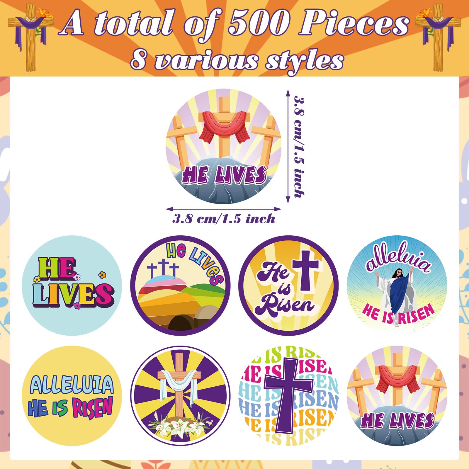 Snapklik.com : 500 Pcs Easter He Lives Stickers For Kids Religious ...