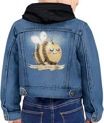 Amazon.com: Sweet As Can Bee Toddler Hooded Denim Jacket - Cute Bee ...