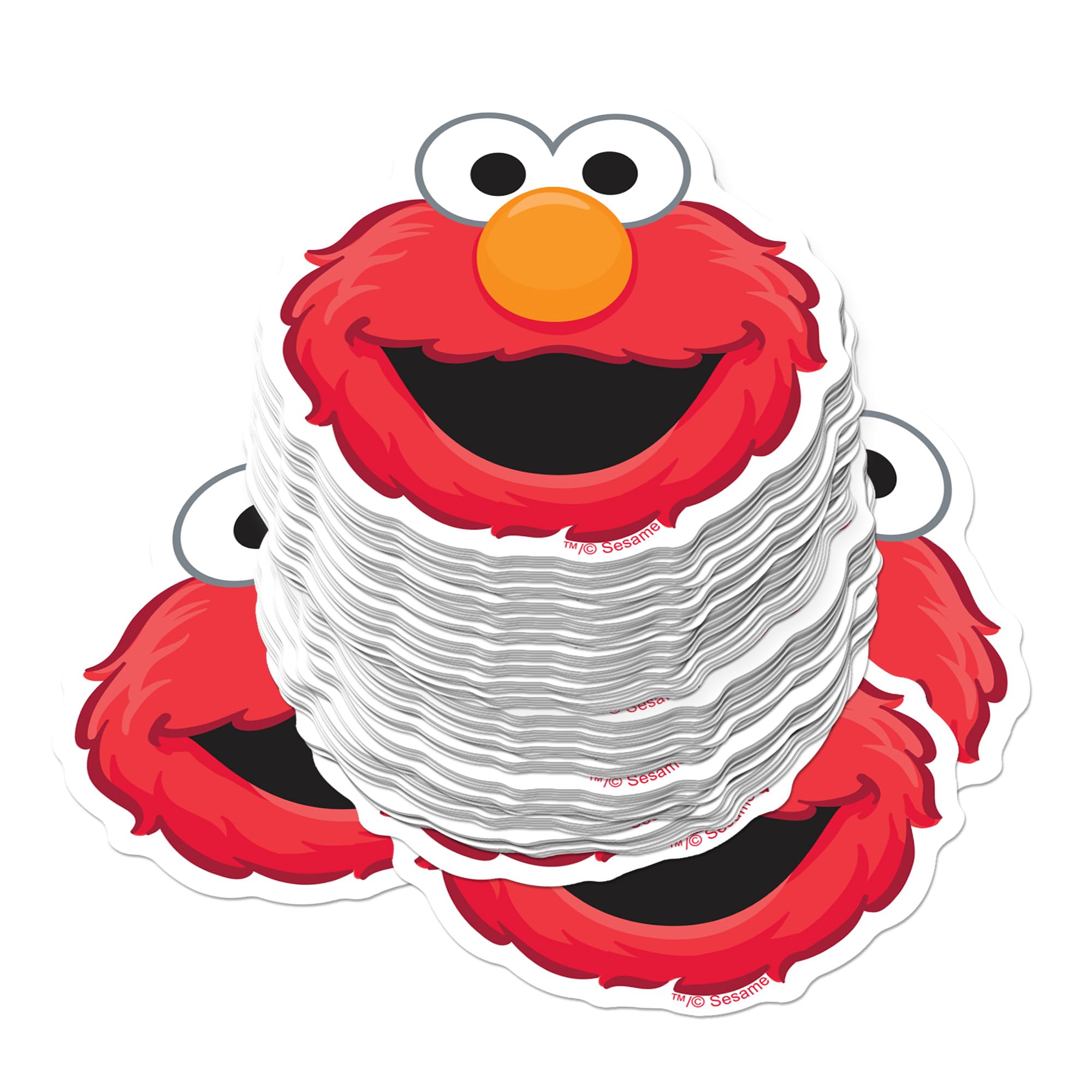 Amazon.com: Sesame Street Elmo Face 100ct Vinyl Large Deluxe Stickers ...