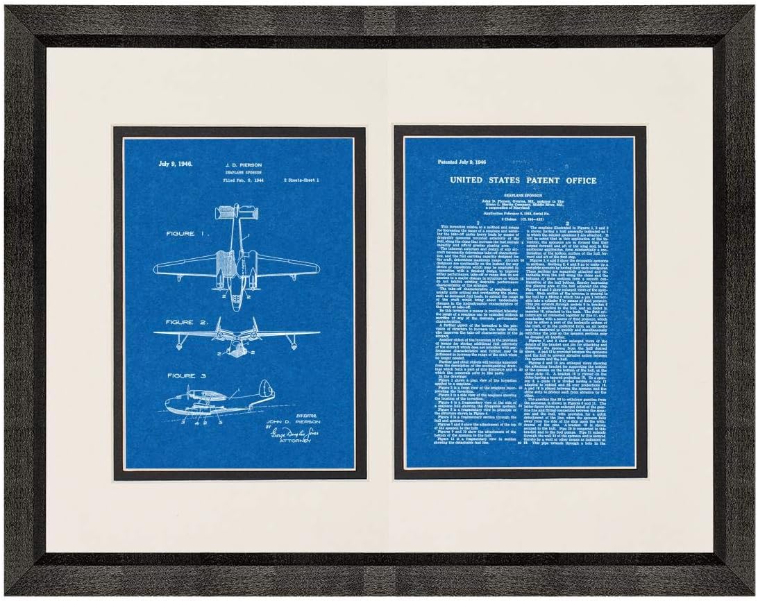 Amazon.com: Seaplane Sponson Patent Art Blueprint Print in a Beveled ...